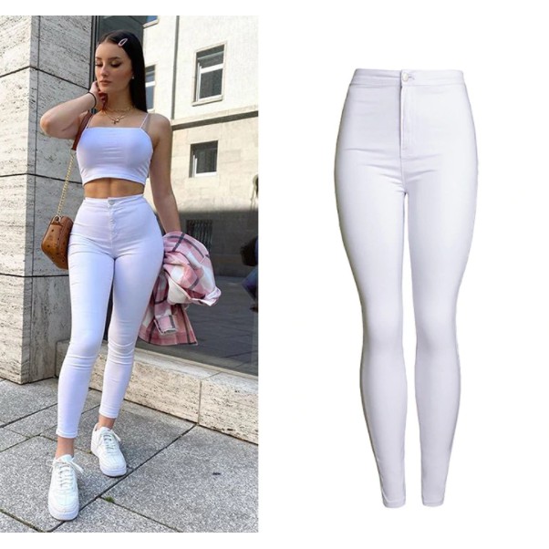 Women Cotton High Waist Skinny Push Up Jeans White Stretch Slim Pencil Denim Pants Fashion Woman Shopee Philippines