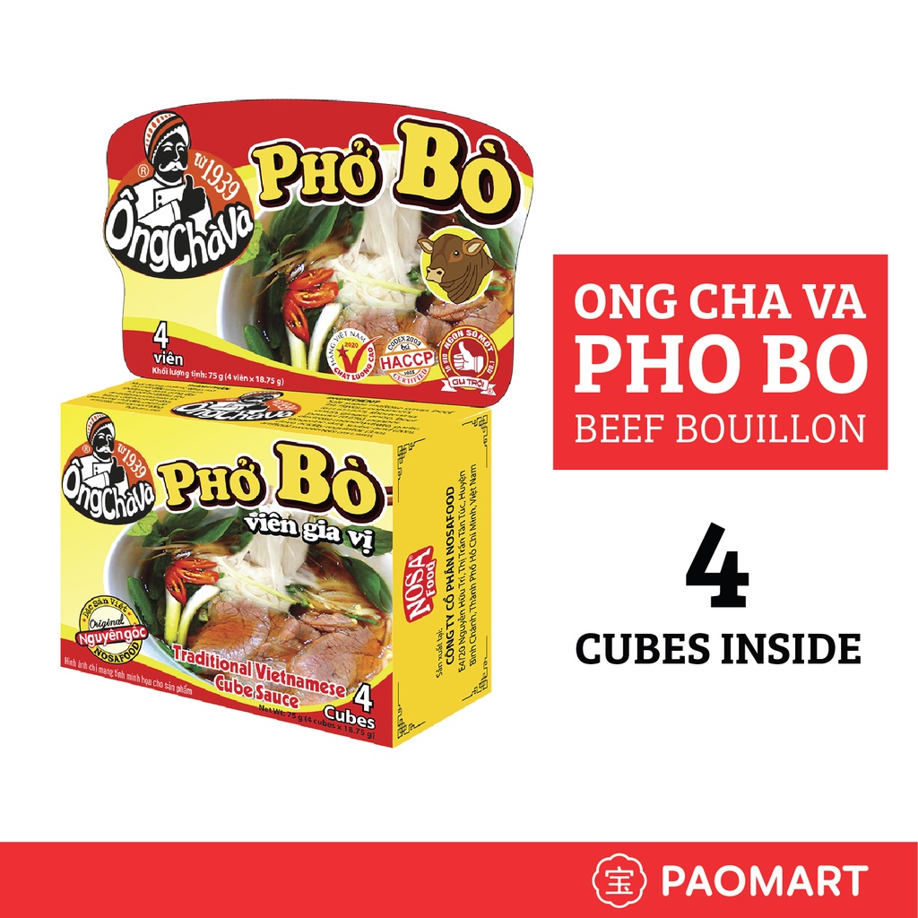Ong Cha Va Pho Bouillon Broth Cubes for Beef Pho / Chicken Pho / Beef ...