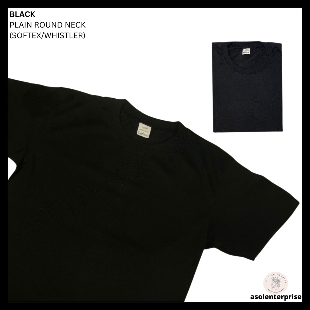 Softex Whistler | ADULT Plain Round Neck Shirt | Black Gray Brown White ...