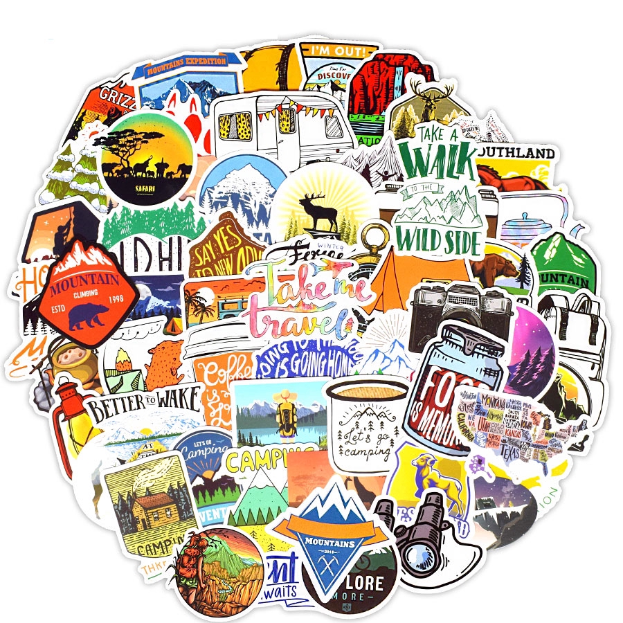 100 PCS Outdoor Travel Stickers Camping Adventure Graffiti Decal ...