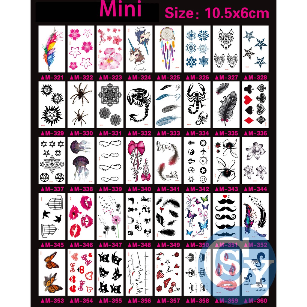 mini Temporary Tattoo Sticker 40Pcs\set assorted Random | Shopee ...