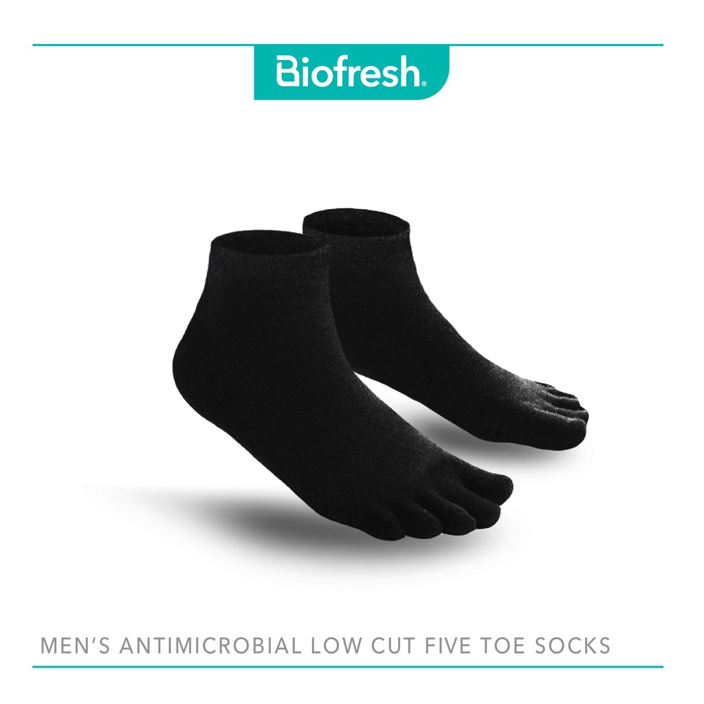 Biofresh Men's Antimicrobial Five Toe Low Cut Thick Sports Socks 1 pair ...