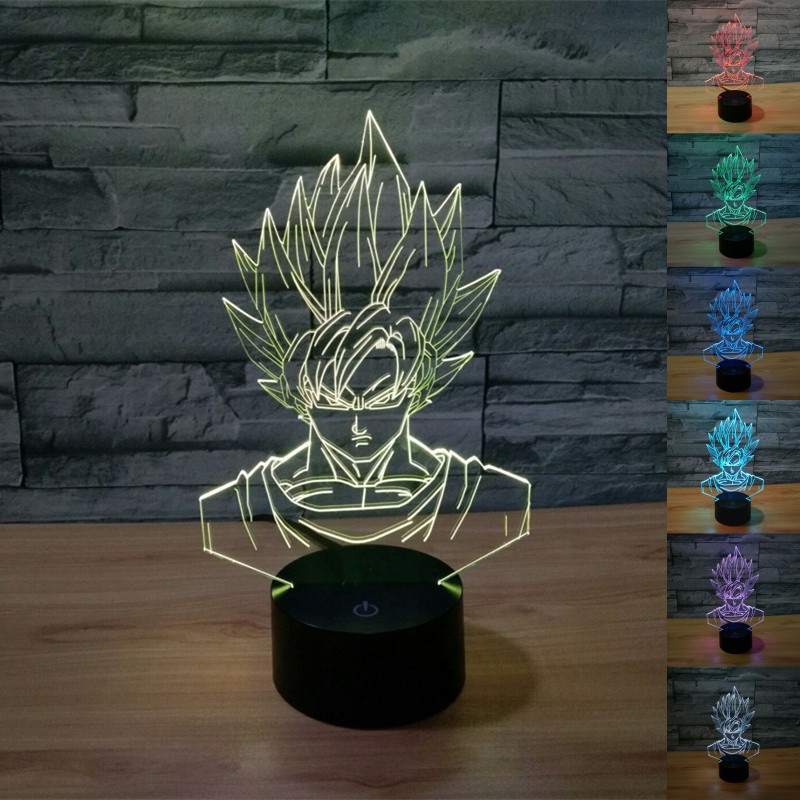 Saiyan Son Goku Night Light 7 Colors Gradient Dragon Ball USB LED Table ...