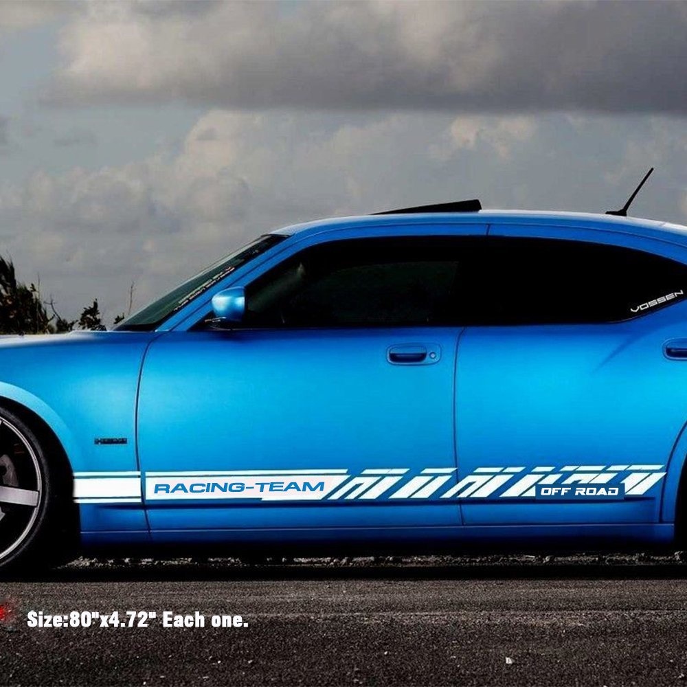 (1Pair/2Pcs) 1Pair/2pcs Universal Racing-Team JDM Pin Stripe Decal Set ...