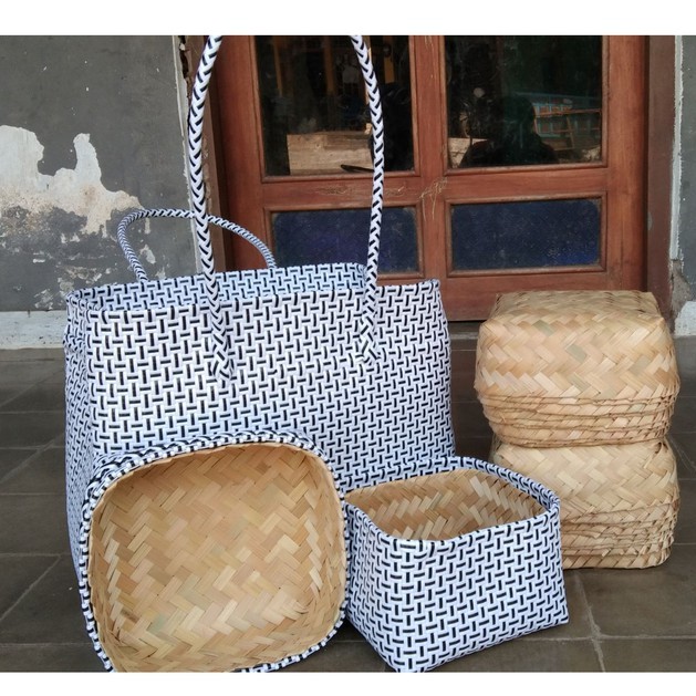 Jumbo BALI Black White KEBEN Set Complete With 4 Bamboo BESEK | Shopee ...