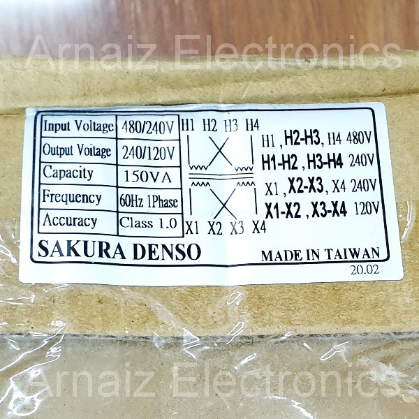 Sakura Denso 150VA 150W Control Transformer, Input 240/480VAC, Output ...