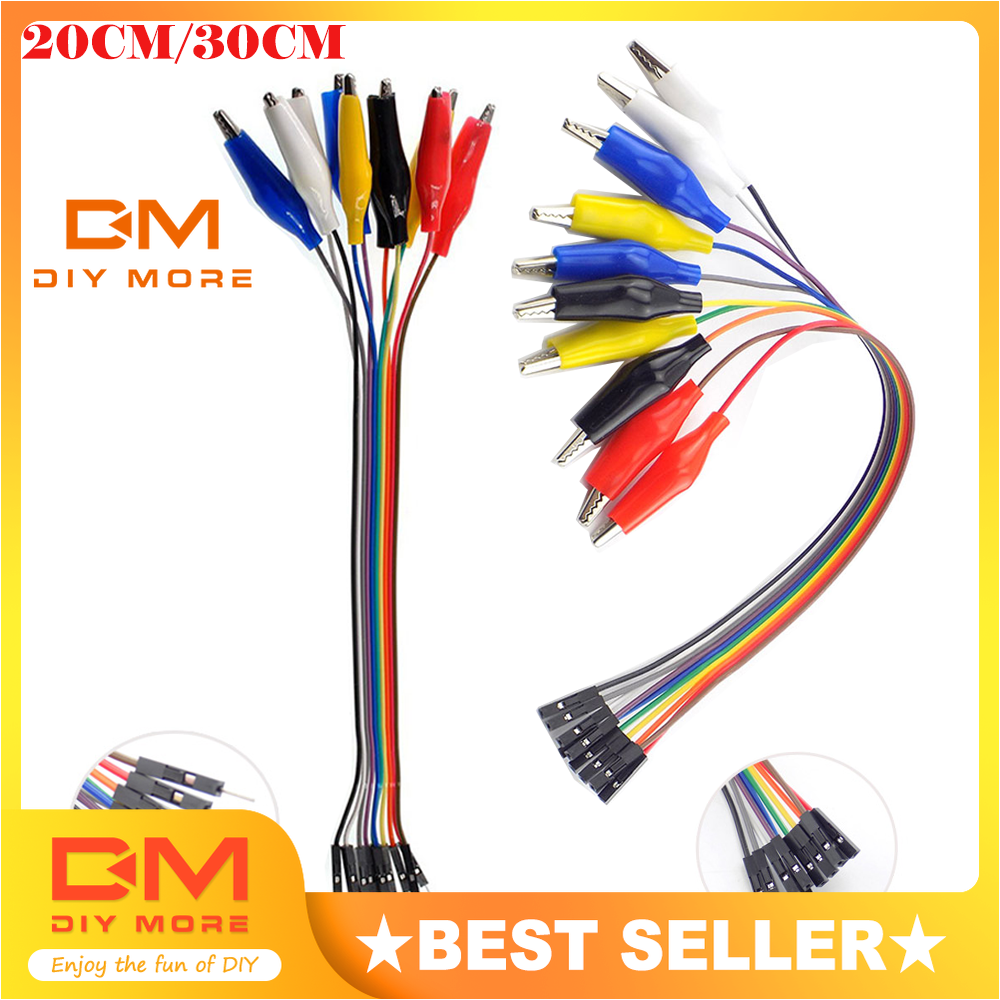 DIYMORE Alligator Clip Test Lead 10 Pin Male Female Breadboard Jumper ...