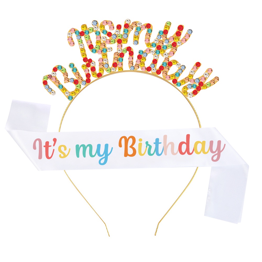 Kids Colorful Gold Silver It's My Birthday Headband Rose Gold Girl ...