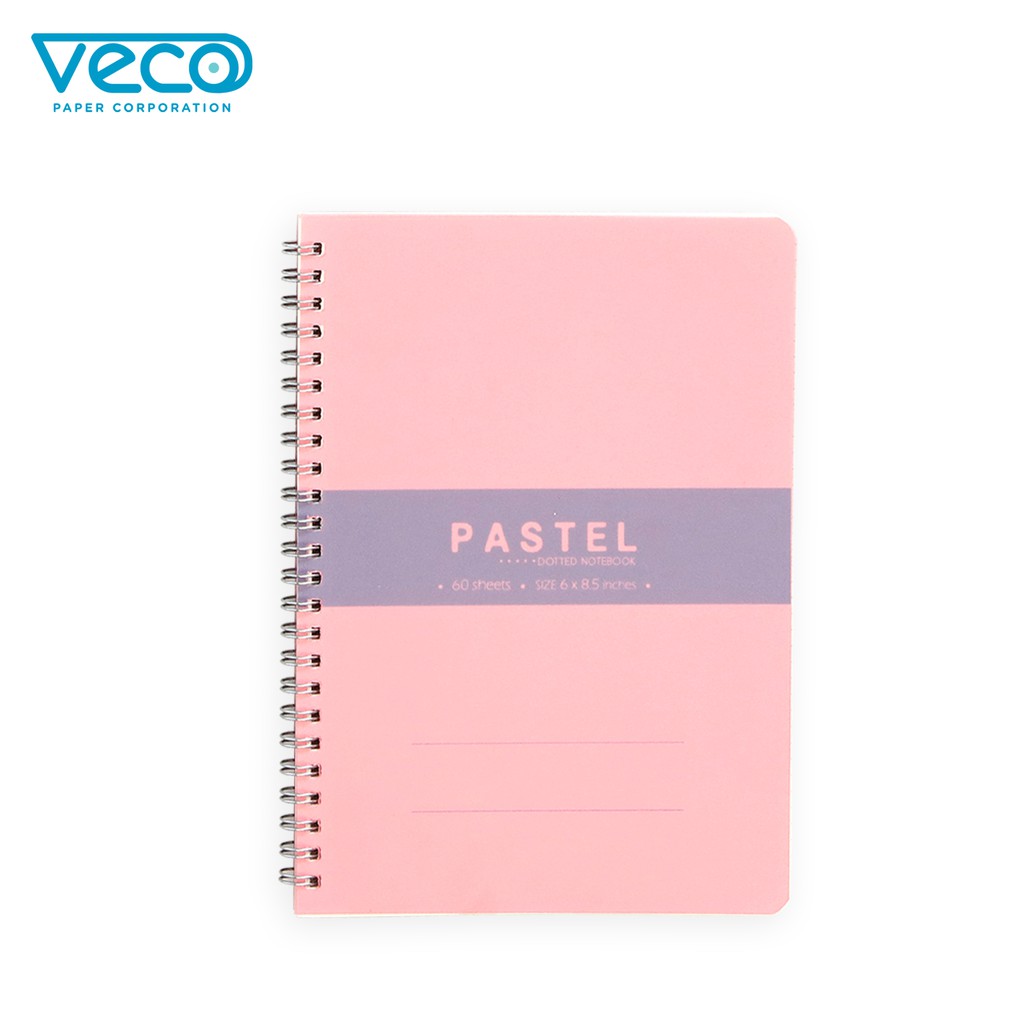 Veco Pastel Dotted Journal with Translucent Plastic Cover 6x8.5in 60lvs ...
