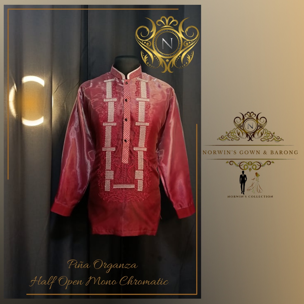 PINA ORGANZA MONO CHROMATIC BARONG FOR MEN CHINESE COLLAR | Shopee ...