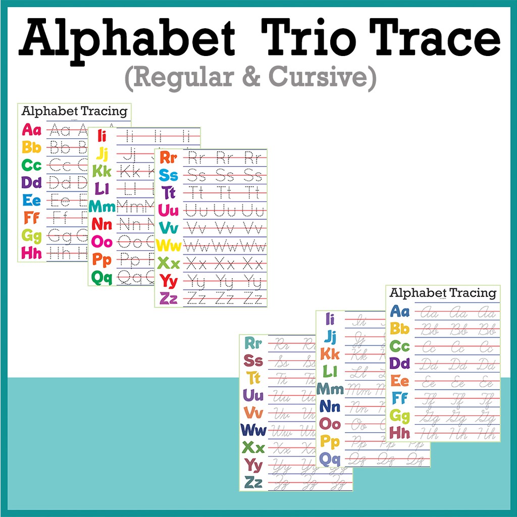 UNIQ Laminated Trace & Write Chart Educational Alphabet Letter Trio ...