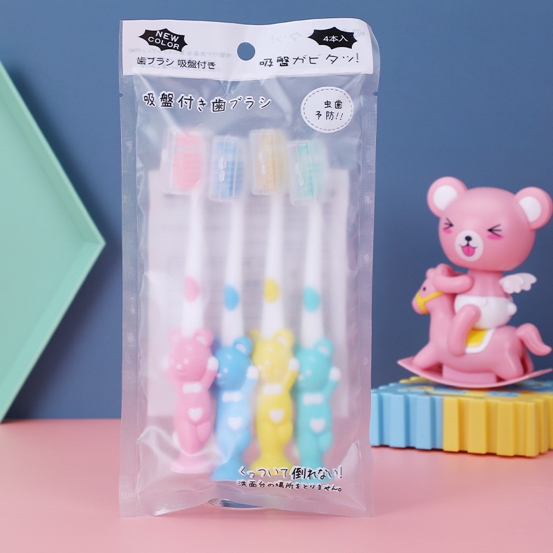 4pcs Toothbrush For kids Bear And Rabbit Design Random | Shopee Philippines