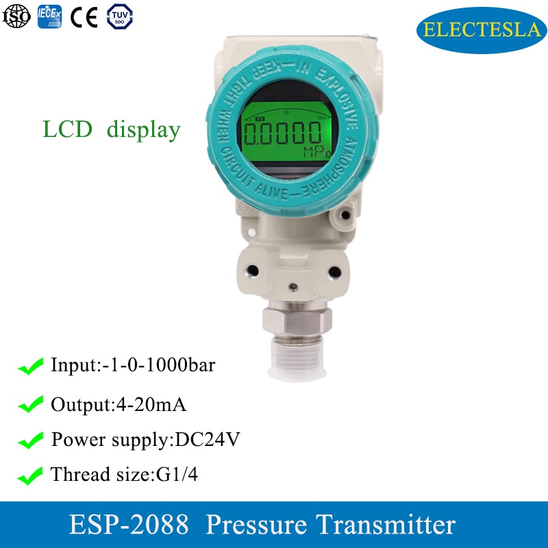 LCD Pressure Transmitter G1/4 2088 Pressure Sensor Output 4-20mA 0-1000bar Input Pressure ...