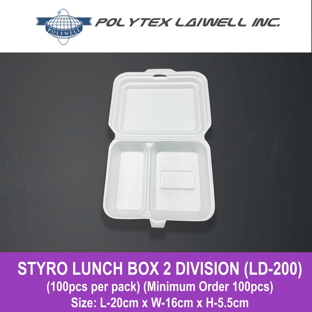 Styro Lunch Box 2 Division (LD-200) | Shopee Philippines