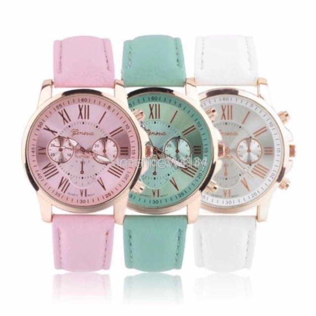 [Maii] Korean Geneva Colorful Leather K POP Watch Jewelry Watches Relo ...