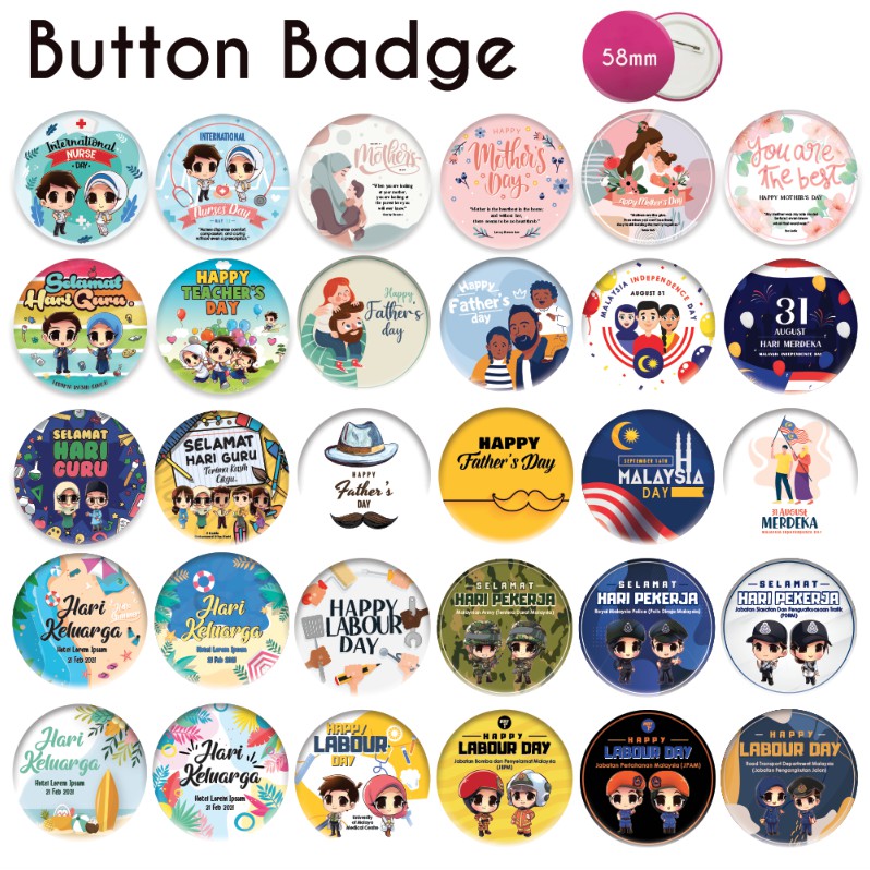 BUTTON ROUND PIN BAGDE (58mm) | Shopee Philippines
