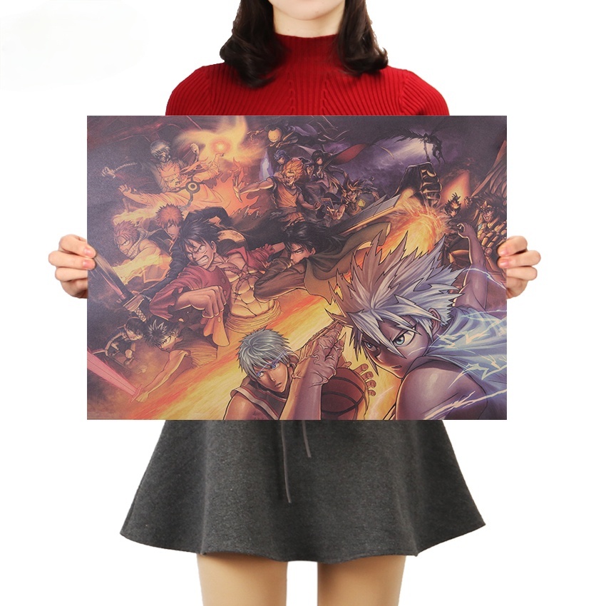 DLKKLB Japanese Classic Cartoon Anime Character Collection Poster Kraft ...