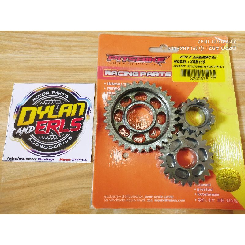 PITSBIKE GEAR SET 1ST 2ND 4TH (32T,16T,23T) FOR XRM 110 | Shopee ...