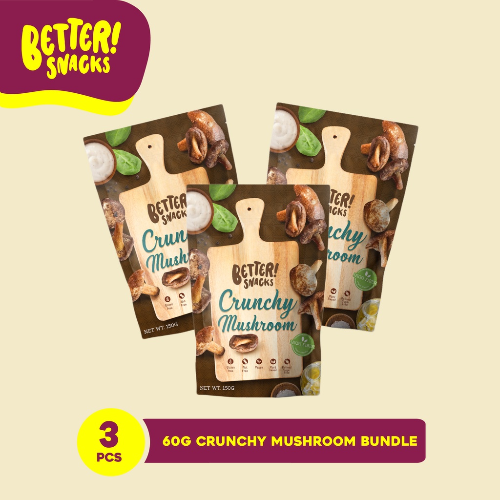 3-PACK Better Snacks Crunchy Mushroom 60g - Crunchy Mushroom - Better ...