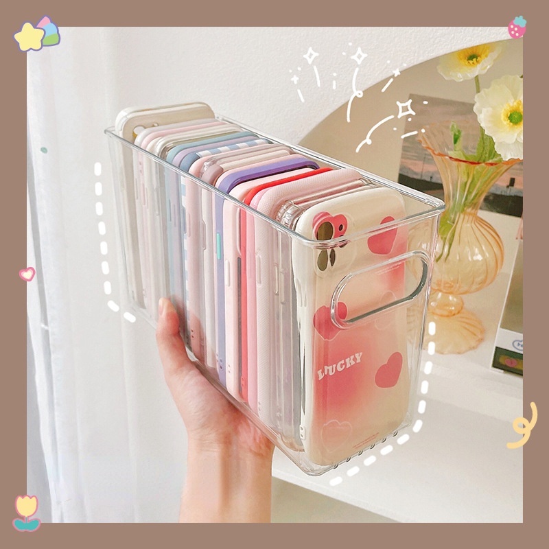 Mobile Phone Case Storage Box Transparent Ins Desktop Dormitory Station ...