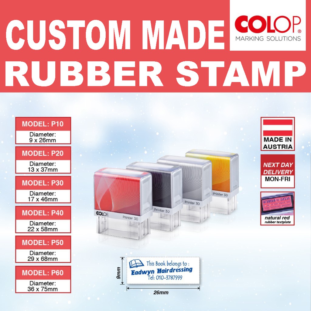 Custom Made COLOP Printer Line Self Inking Stamp Model P10 to P60 | Shopee Philippines