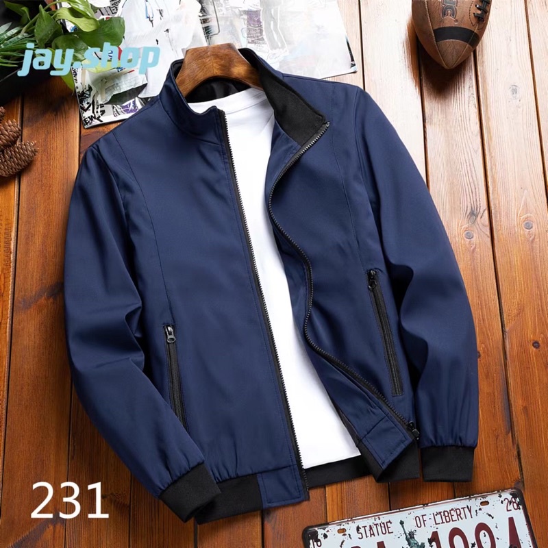 men‘s Plain Bomber Jacket Turtle neck Casual No hood with pocket With ...