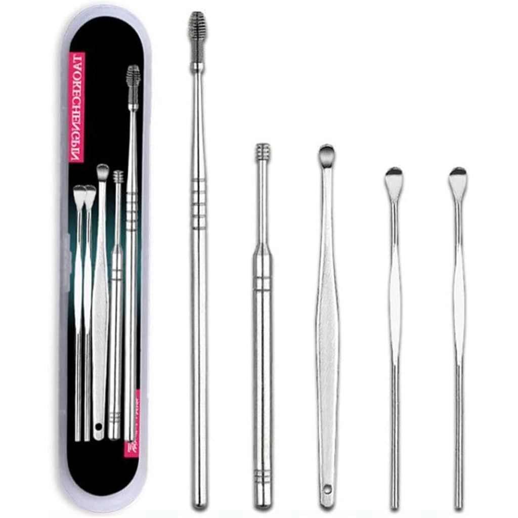 6 PCS Stainless Steel Ear Pick, Ear Scoops, Ear Cleaning Tools, Earwax ...