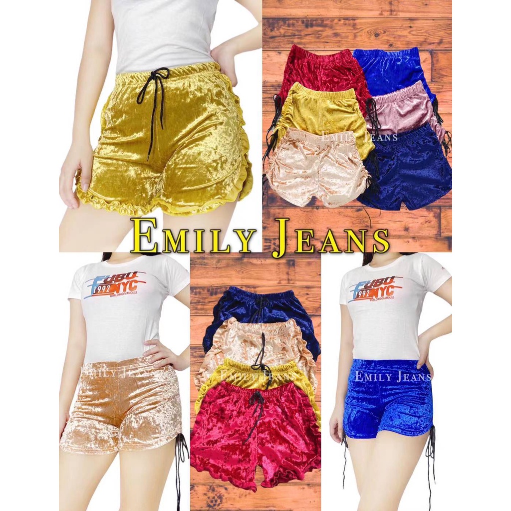 EMILY Velvet Ruffles & Side String Shorts RTW New Trend Bestseller ...