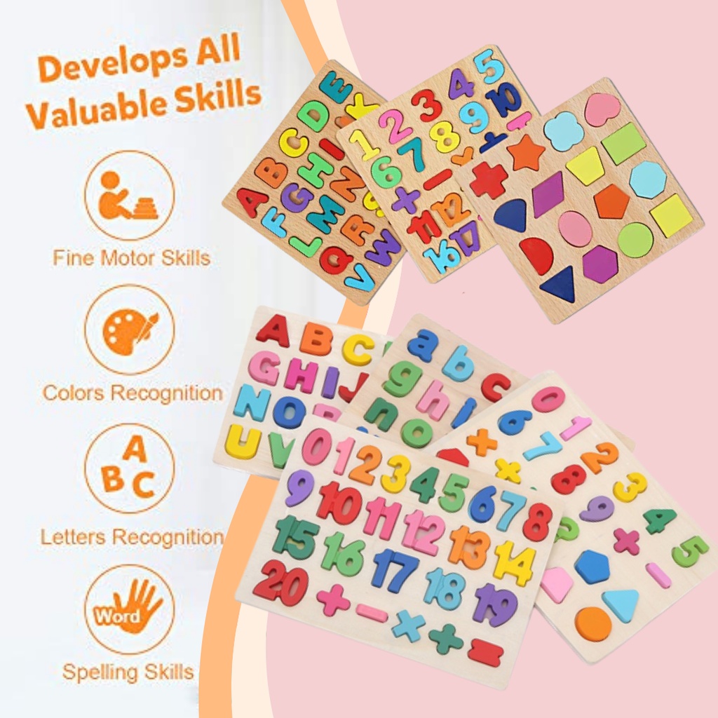 MNKC Plus 3D Embossed Chunky Alphabet Letter ABC Number Shape Matching ...