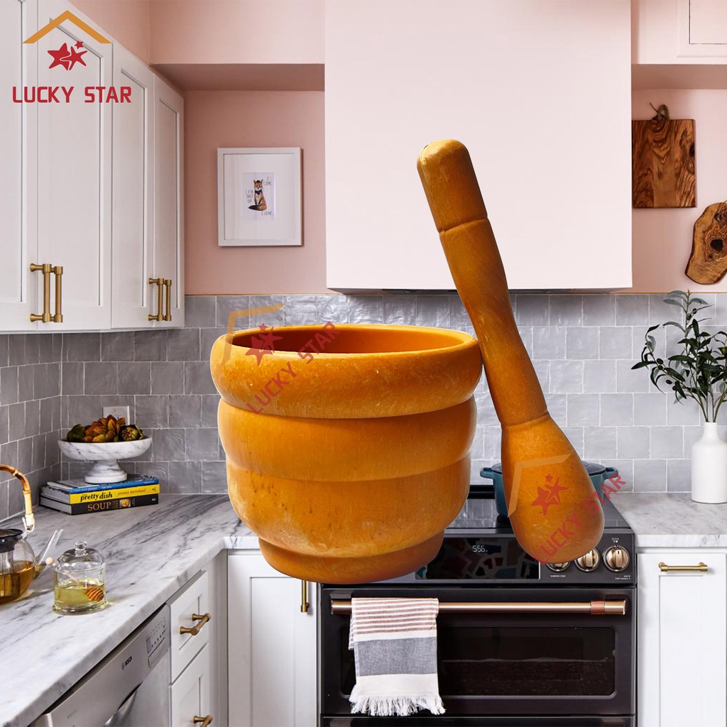 Brown Mortar and Pestle Almires Solid PVC Food Grade Plastic Garlic ...