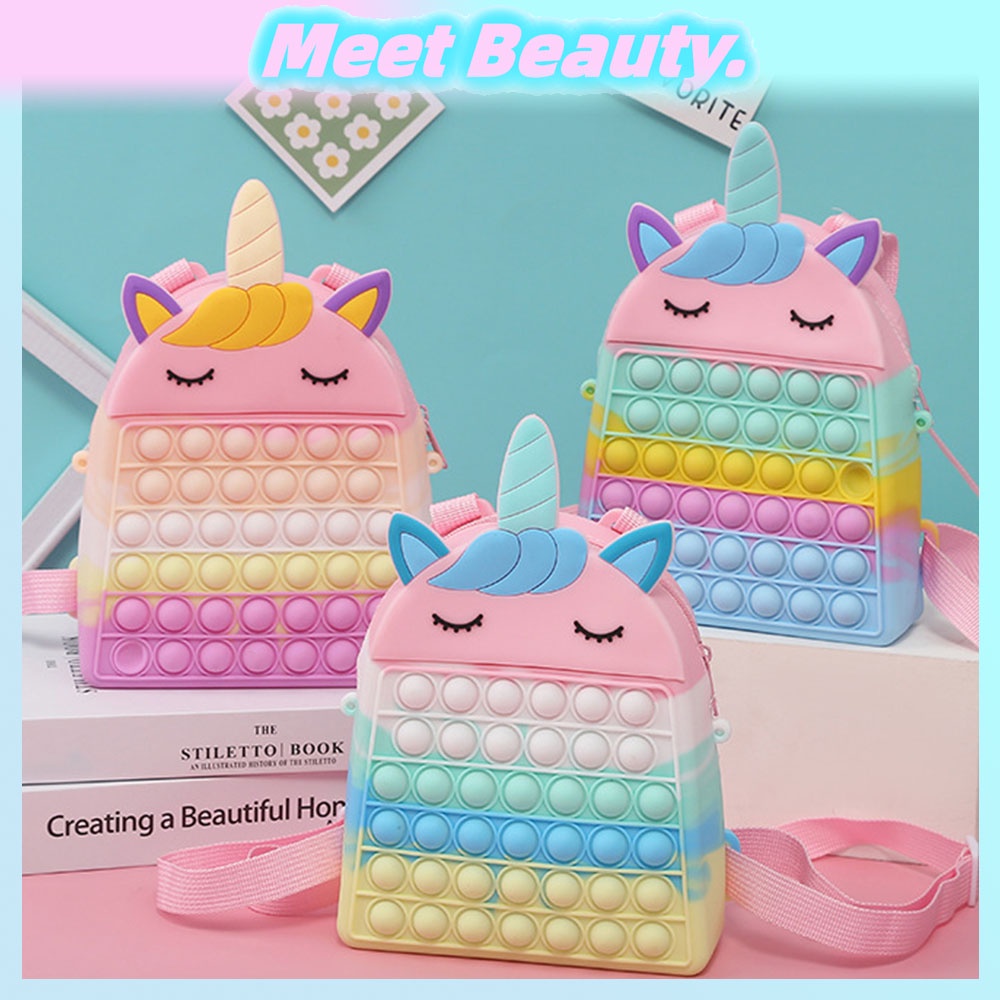 Pop It Backpack Unicorn Fidget Toy for Girls Boys Pop Backpack School ...