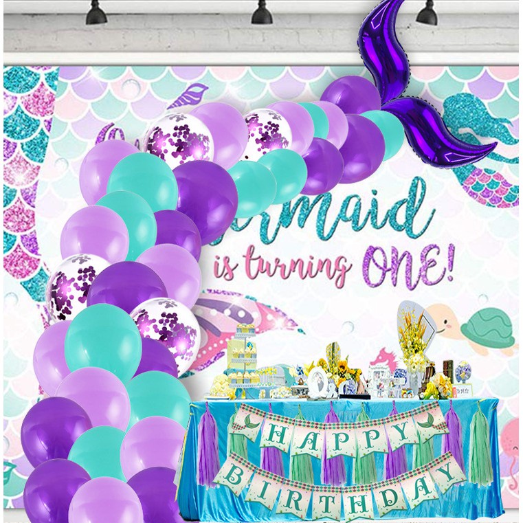 Mermaid Balloon Set Birthday Party Mermaid Tail Balloon Garland Arch ...
