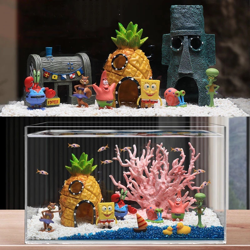 Resin Cartoon SpongeBob Model House Aquarium Decoration Pineapple ...