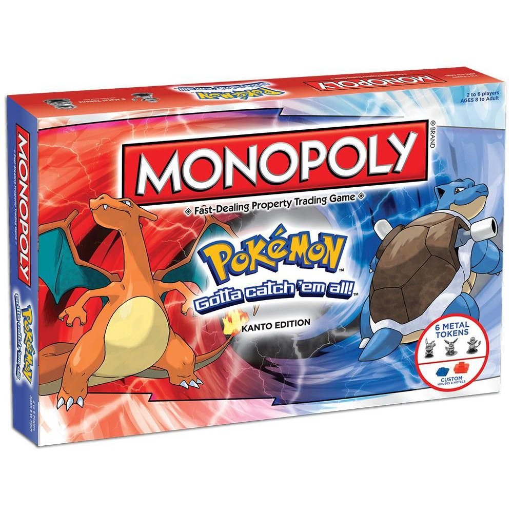 Pokemon Monopoly Board Game Kanto Edition with 6 Metal Tokens Kids Toy ...