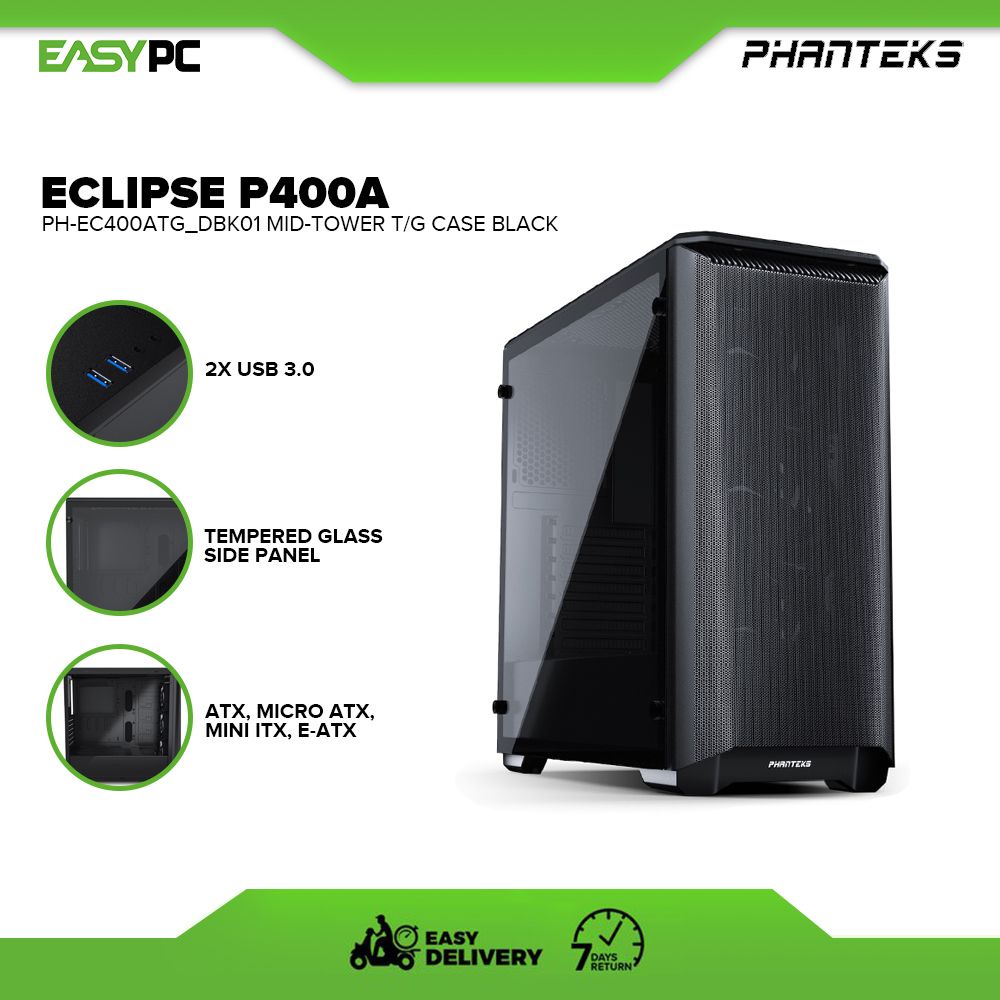 Phanteks Eclipse P400A - Black or White, Mid-Tower T/G Case PH-EC400ATG DBK01/ DWT01 4JTP ...