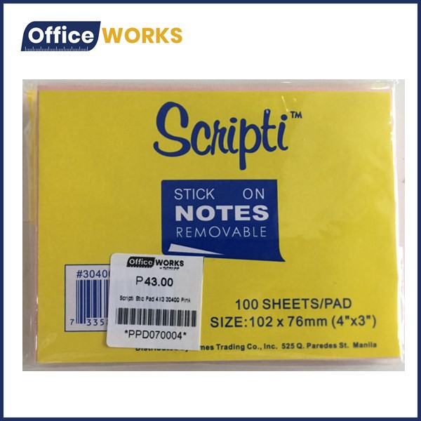 Scripti Sticky Notes / Stick-on Notes Removable | Shopee Philippines