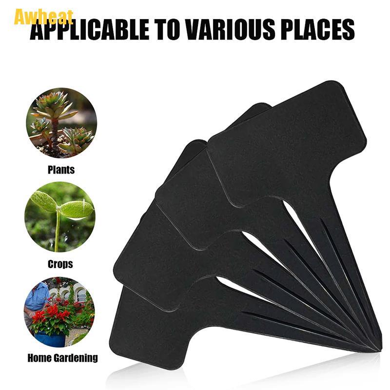 Awheat| 100Pcs Black Plant Labels Water T-Types Plant Tag Reusable ...
