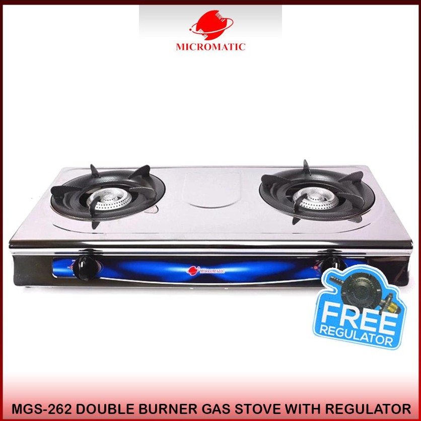 Micromatic MGS 262 Gas Stove DOUBLE BURNER w/ regulator stainless ...