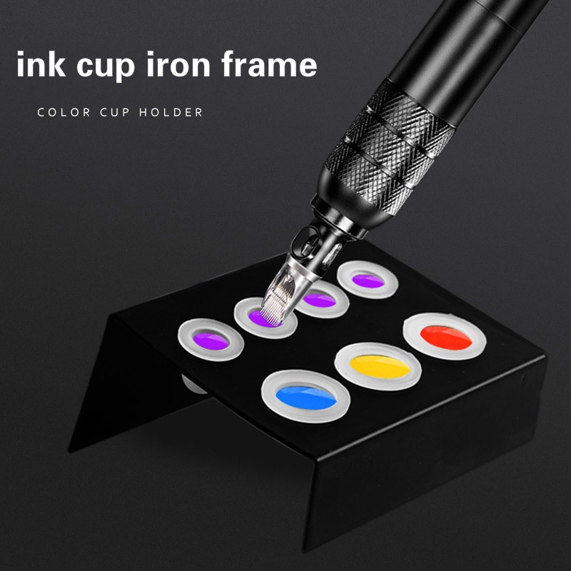 1PC 7 Hole Metal Tattoo Ink Cup Holder Stainless Steel Color Frame ...