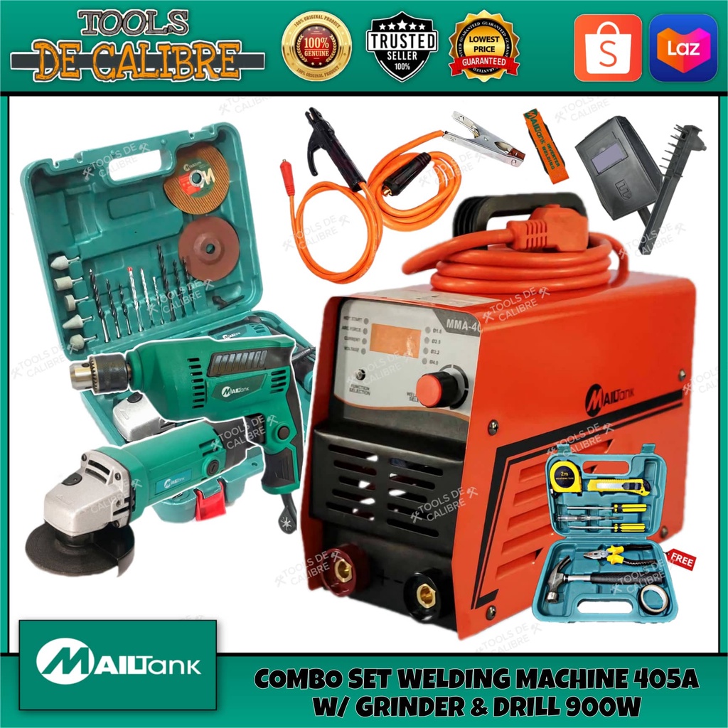 MAILTANK Combo Set Welding Machine 405A w/ Grinder 900W & Drill 900W w ...