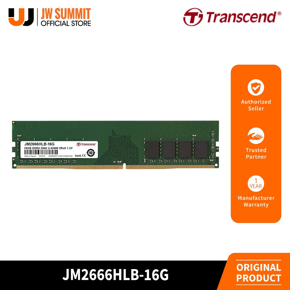 Transcend 16GB Memory DIMM DDR4 1.2V SSD Solid-State Drive (JM2666HLB ...