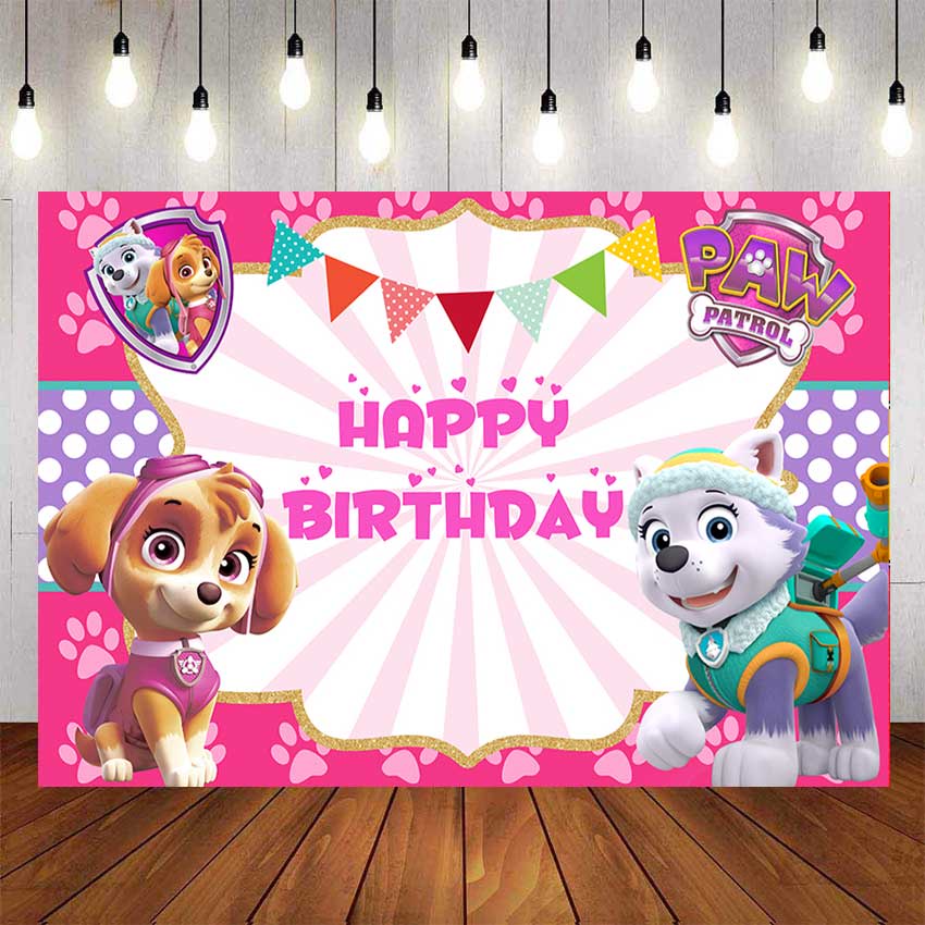 Paw Backdrop For Photography Baby Shower Kids Girls Pink Cute ...