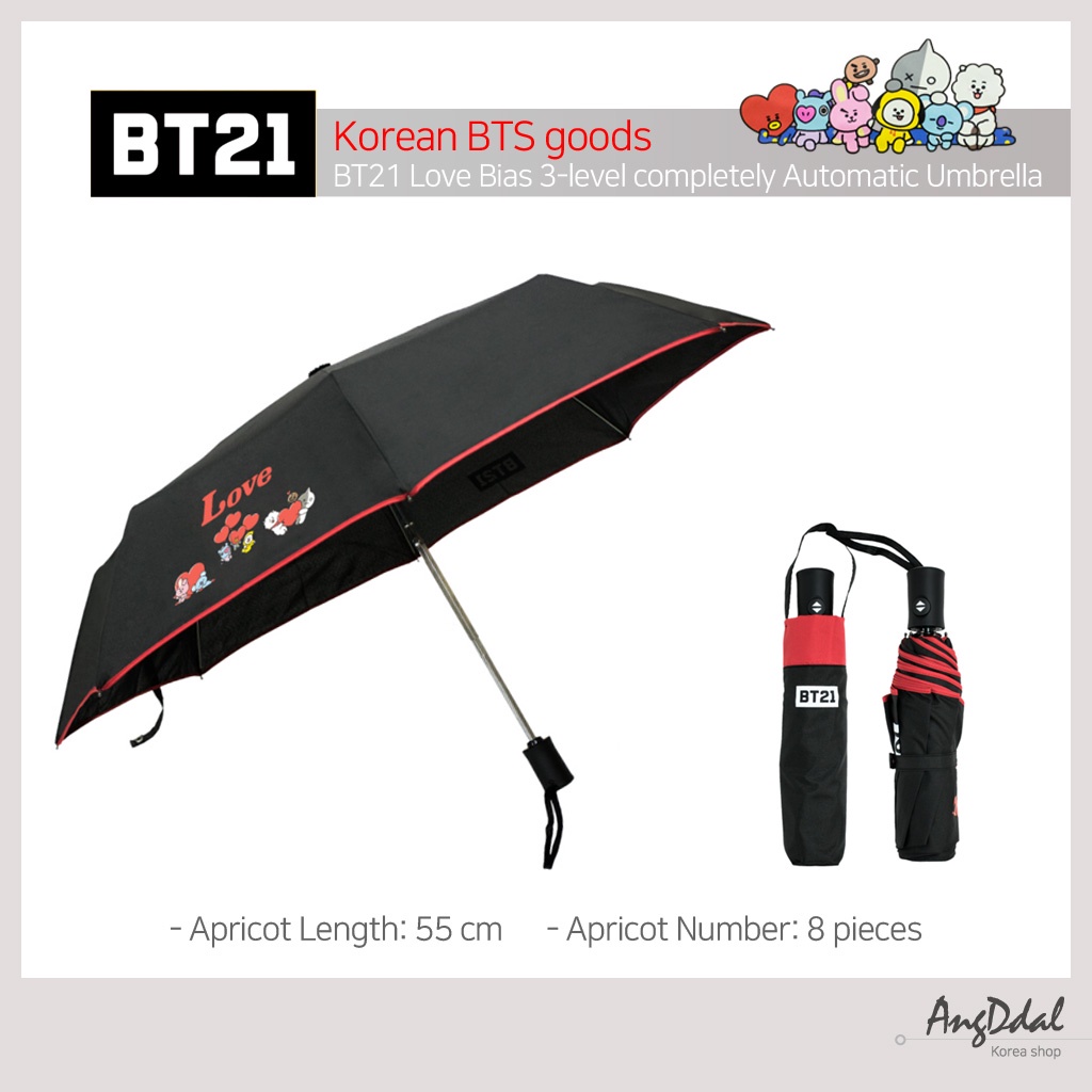 Korean BTS goods / BT21 Love Bias 3-level completely automatic umbrella ...