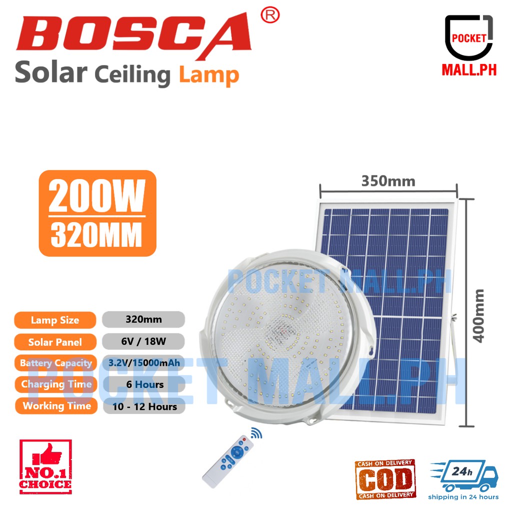 BOSCA 200W 300W Solar Ceiling Lamp Solar Light LED indoor light With ...