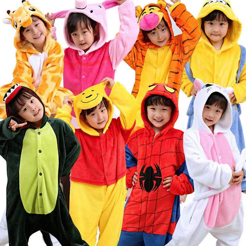 Kids Spiderman Onesies Winter Pajamas Girls Boys Sleepwear Animal ...
