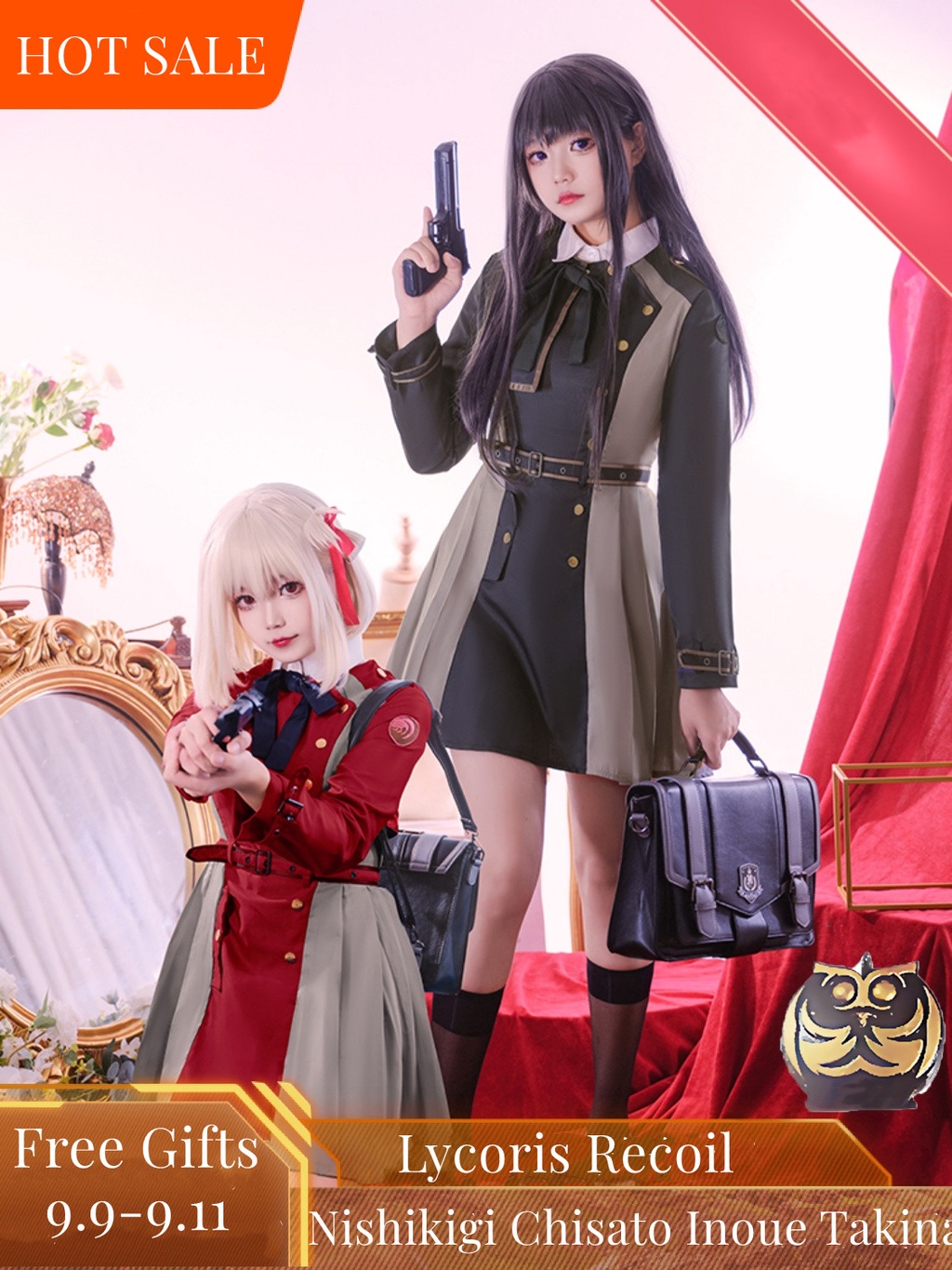 Chisato Nishikigi Cosplay Costume Anime Lycoris Recoil Red Dress ...