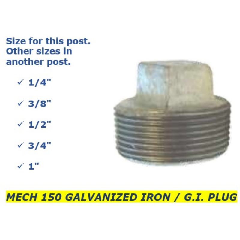 G.I. GALVANIZED IRON MALE PLUG(1/4", 3/8", 1/2", 3/4", 1") Water pump ...