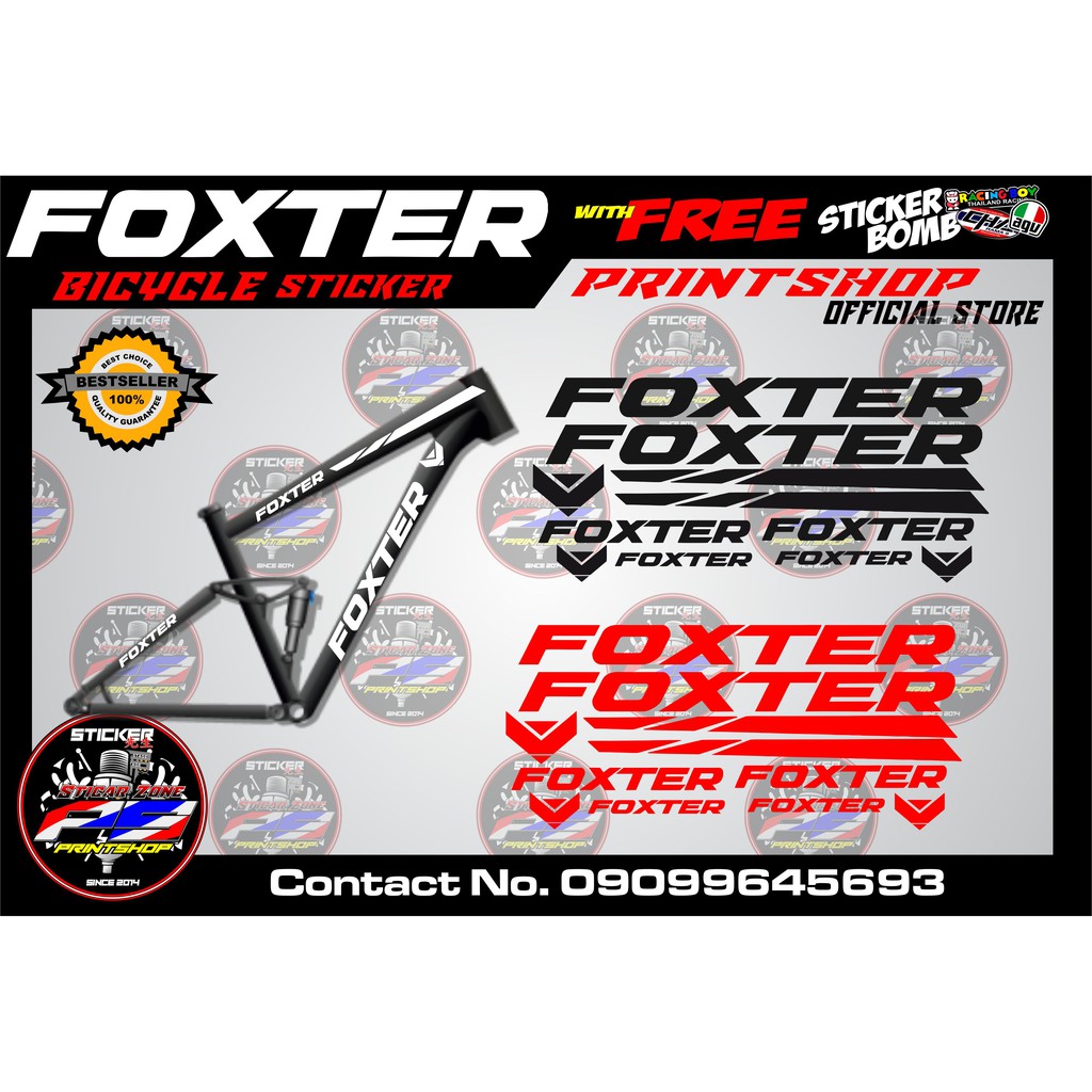 FOXTER Mountain Bike cut-out Vinyl Sticker Decal for and Road Cycling ...