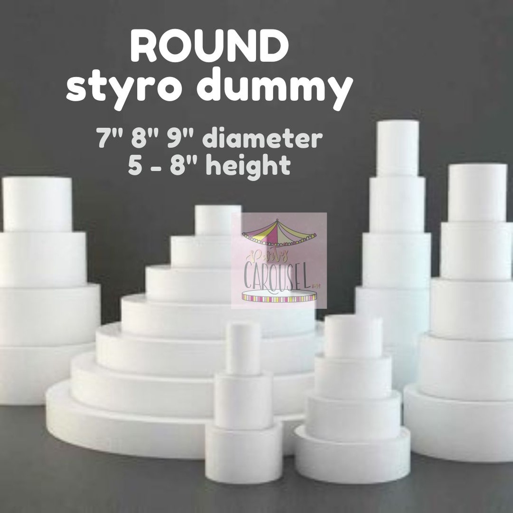 ROUND Styro Cake Dummy 7" 8" 9" / 5 to 8" height | Shopee Philippines