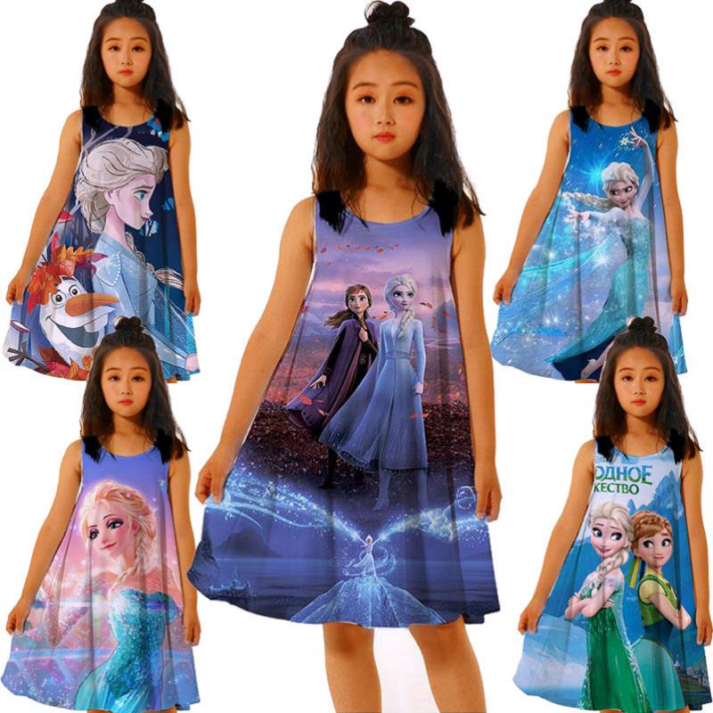 Girl Birthday Gift Frozen Dress Kids Elsa Skirt Magic Cartoon Animation ...